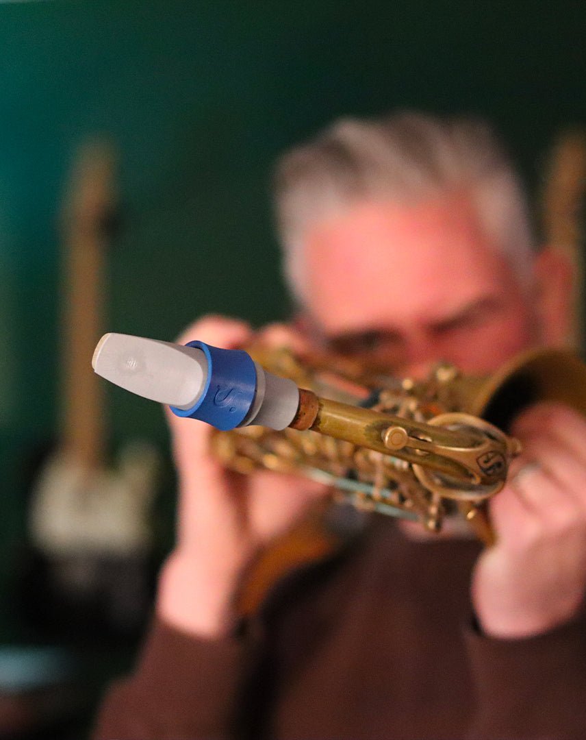 Jim Knight plays a Syos mouthpiece on tenor saxophone